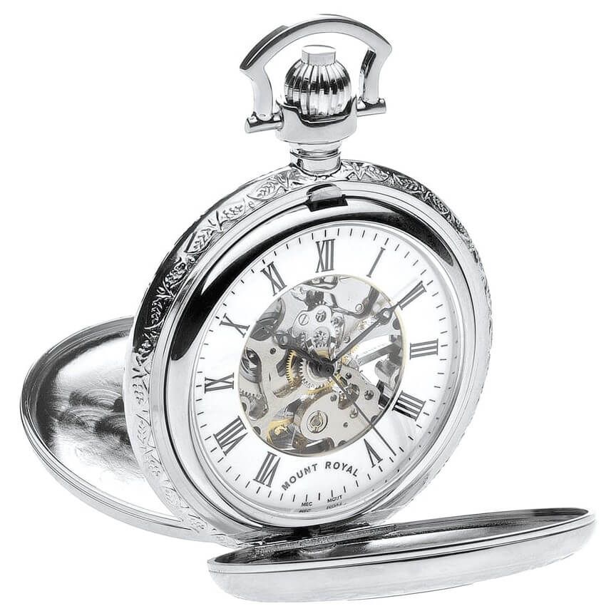 Elegant Engine Turned Chrome 17 Jewel Mechanical Pocket Watch B42 ...
