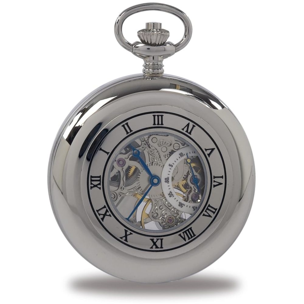 Double Half Hunter Chrome Mechanical Heartbeat Pocket Watch PW45 ...