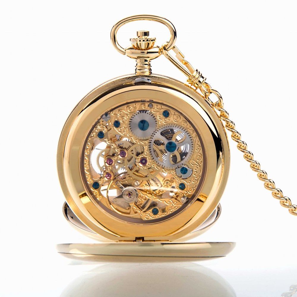 The Westminster Dual Time Gold Plated Double Hunter Pocket Watch GPW254 ...