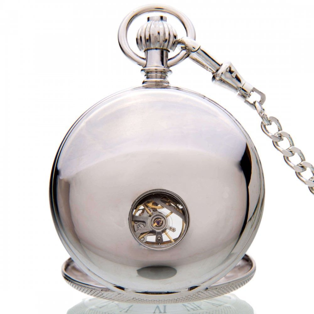 The Richmond Chrome Plated Double Half Hunter Pocket Watch By Greenwich ...