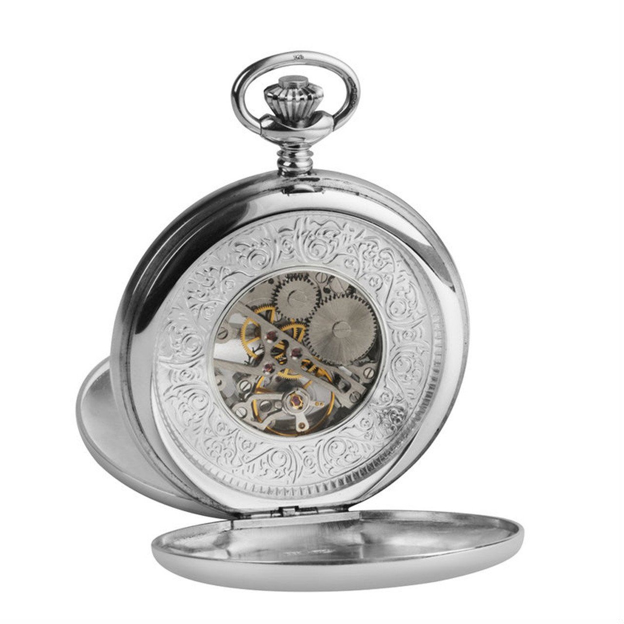 Sterling Silver Jubilee Hallmarked Skeleton Double Hunter Pocket Watch ...
