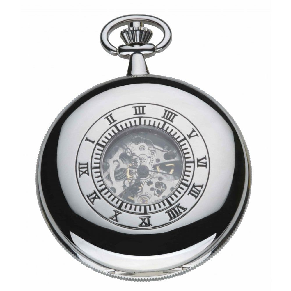 Luxury Chrome Mechanical Double Half Hunter Pocket Watch G255CM ...