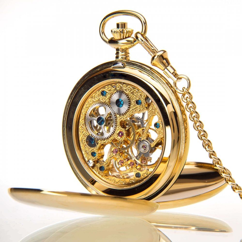 The Kensington Gold Plated Double Hunter Greenwich Pocket Watch -Free ...