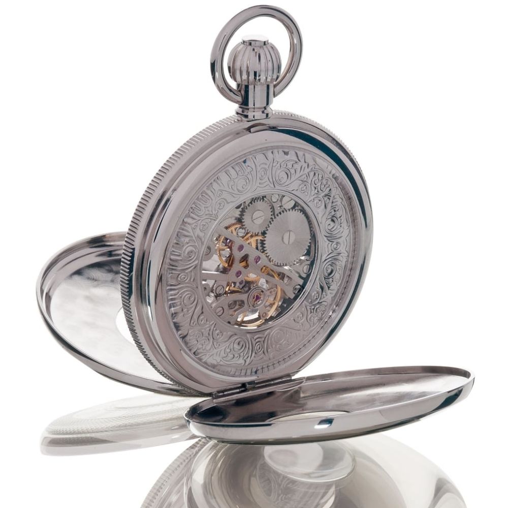 Double Half Hunter Chrome Plated Mechanical Pocket Watch PW49 ...