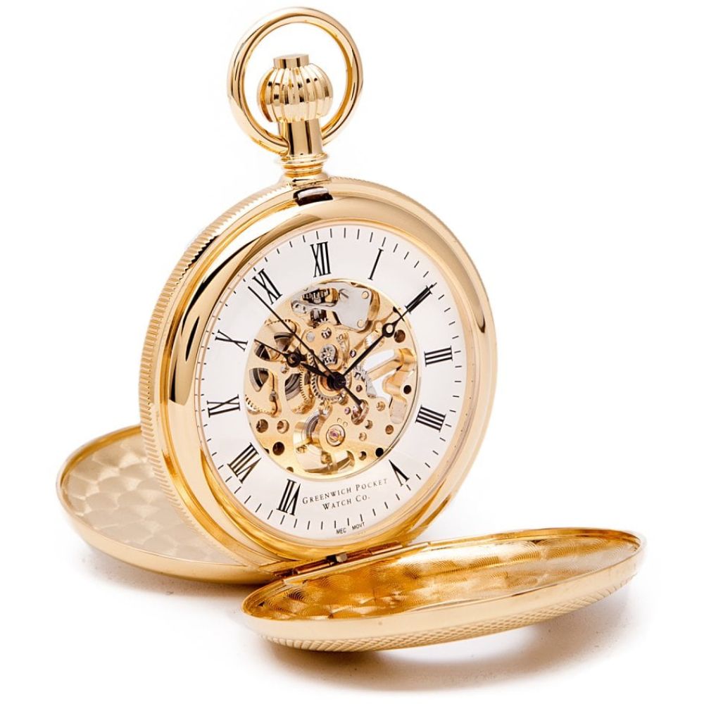 Greenwich Whitehall - Gold Mechanical Double Half Hunter Pocket Watch ...