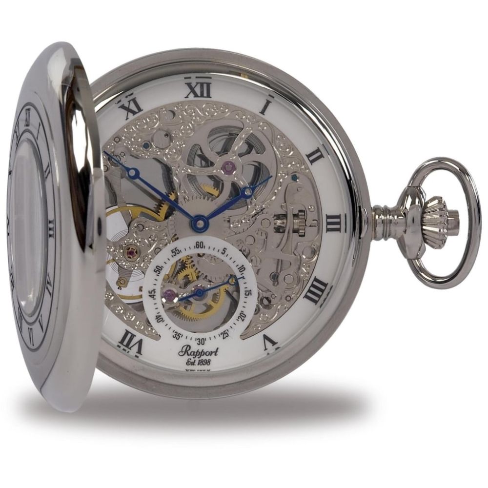 Double Half Hunter Chrome Mechanical Heartbeat Pocket Watch PW45 ...