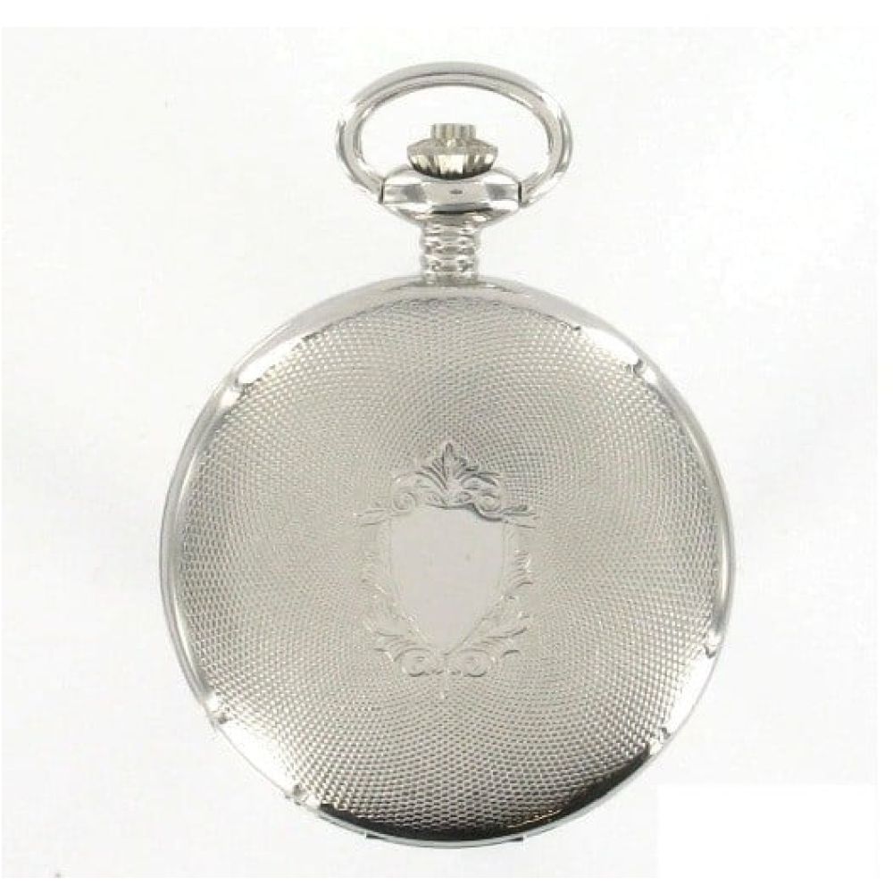 Mechanical Chrome Plated Full Hunter Pocket Watch W1027 | Pocketwatch USA
