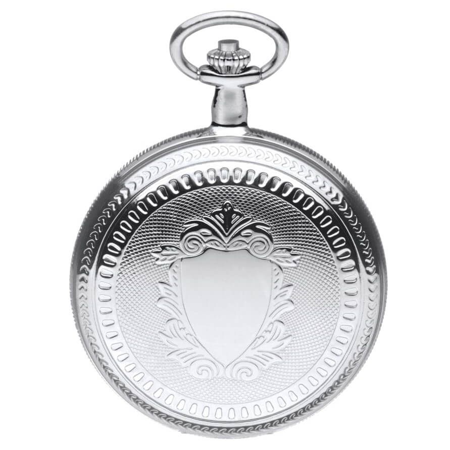 Chrome Plated Engine Turned Mechanical Pocket Watch - Free Engraving ...