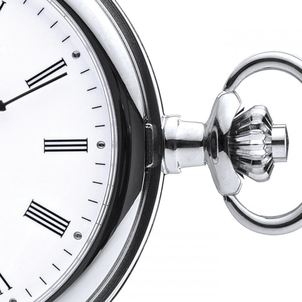Chrome Plated Mechanical half Hunter Pocket Watch G103CM | Pocketwatch USA