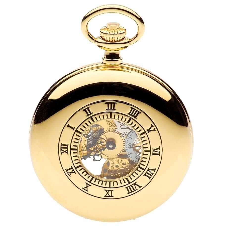 Luxury Gold Plated Open Back Mechanical Pocket Watch G303PM ...