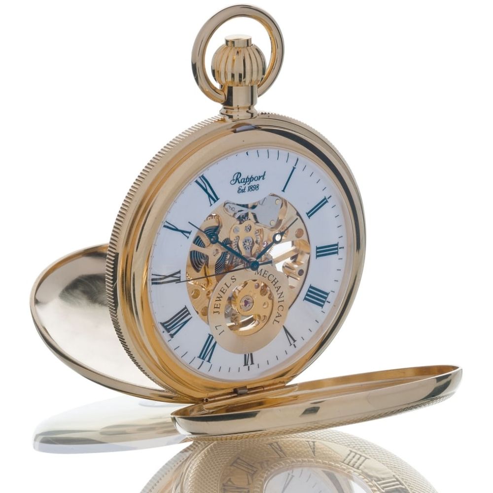 Double Half Hunter Gold Plated Mechanical Pocket Watch PW48 ...