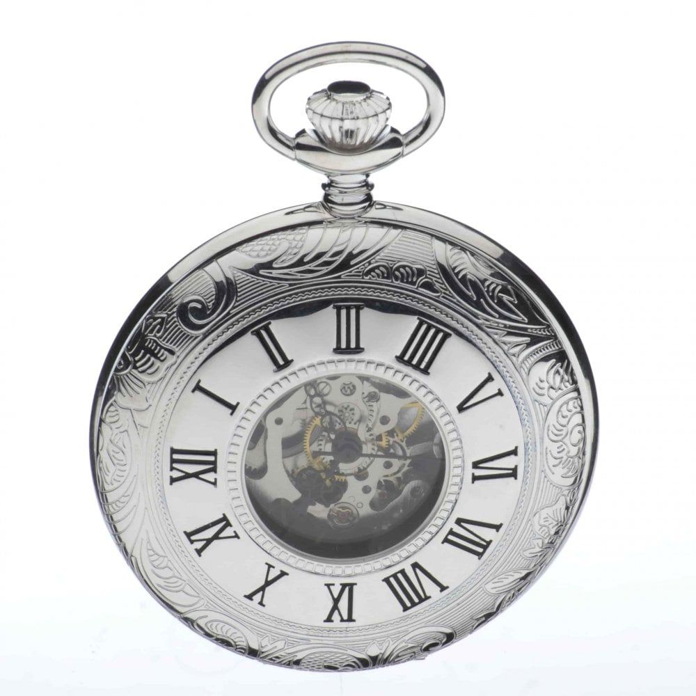 Sterling Silver Half Hunter Mechanical Pocket Watch - Free Engraving ...