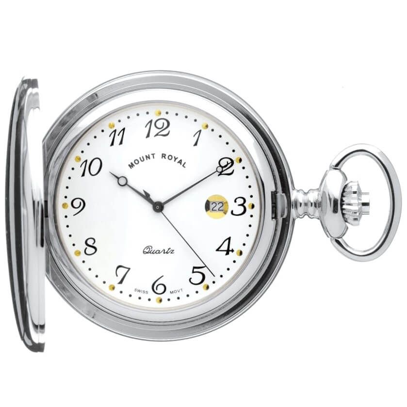 Quartz Chrome Plated Full Hunter Pocket Watch - Free Shipping B24Q/AF ...