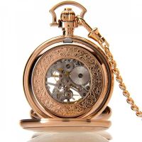 The Windsor Rose Gold Plated Mechanical Pocket Watch By Greenwich ...