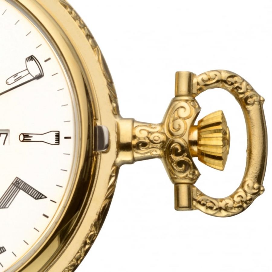 Gold Plated Half Hunter Masonic Quartz Pocket Watch G130PQ ...
