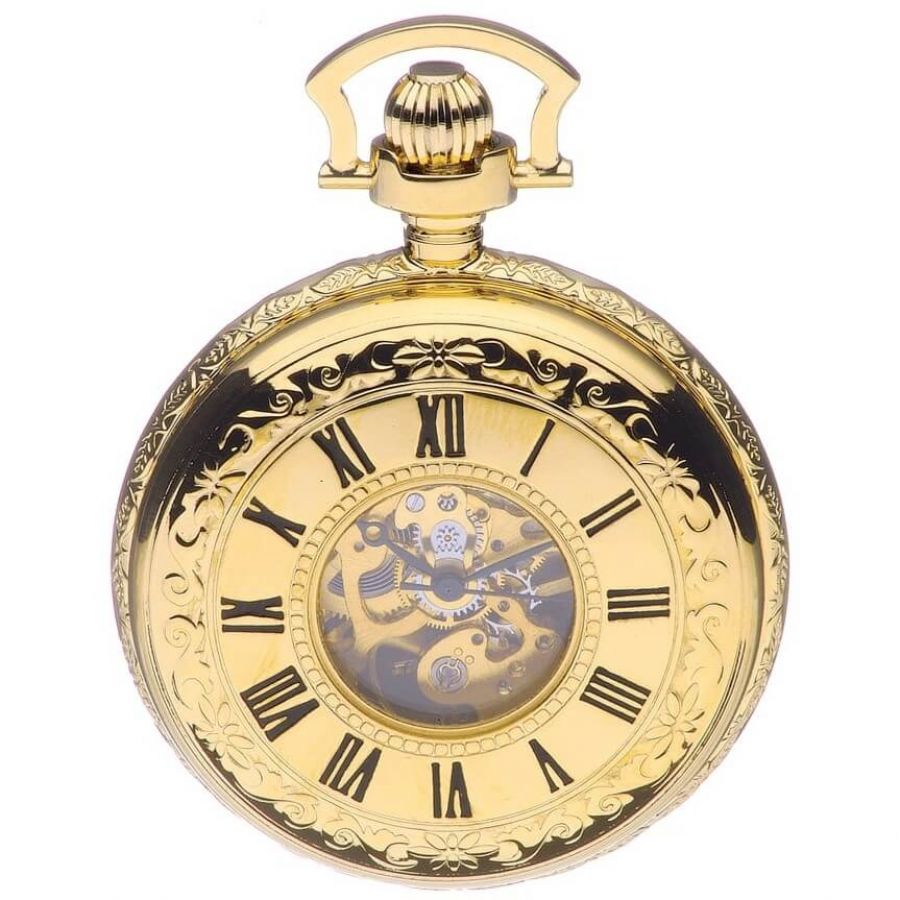 Gold Half Double Hunter Hand Wound Mechanical Pocket Watch B41 ...