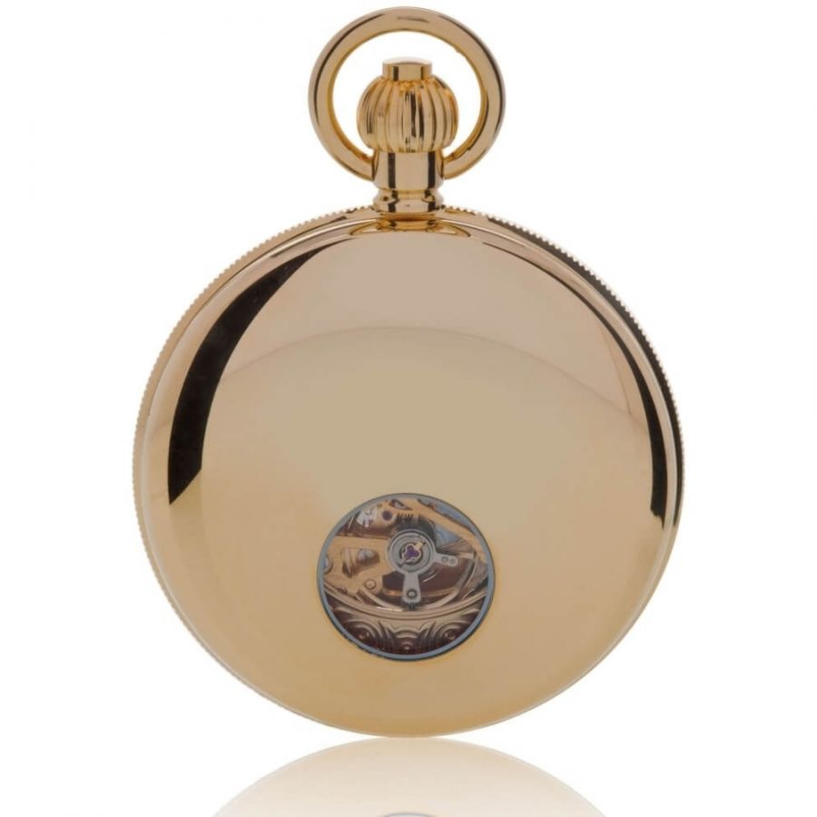Double Half Hunter Gold Plated Mechanical Pocket Watch PW48 ...