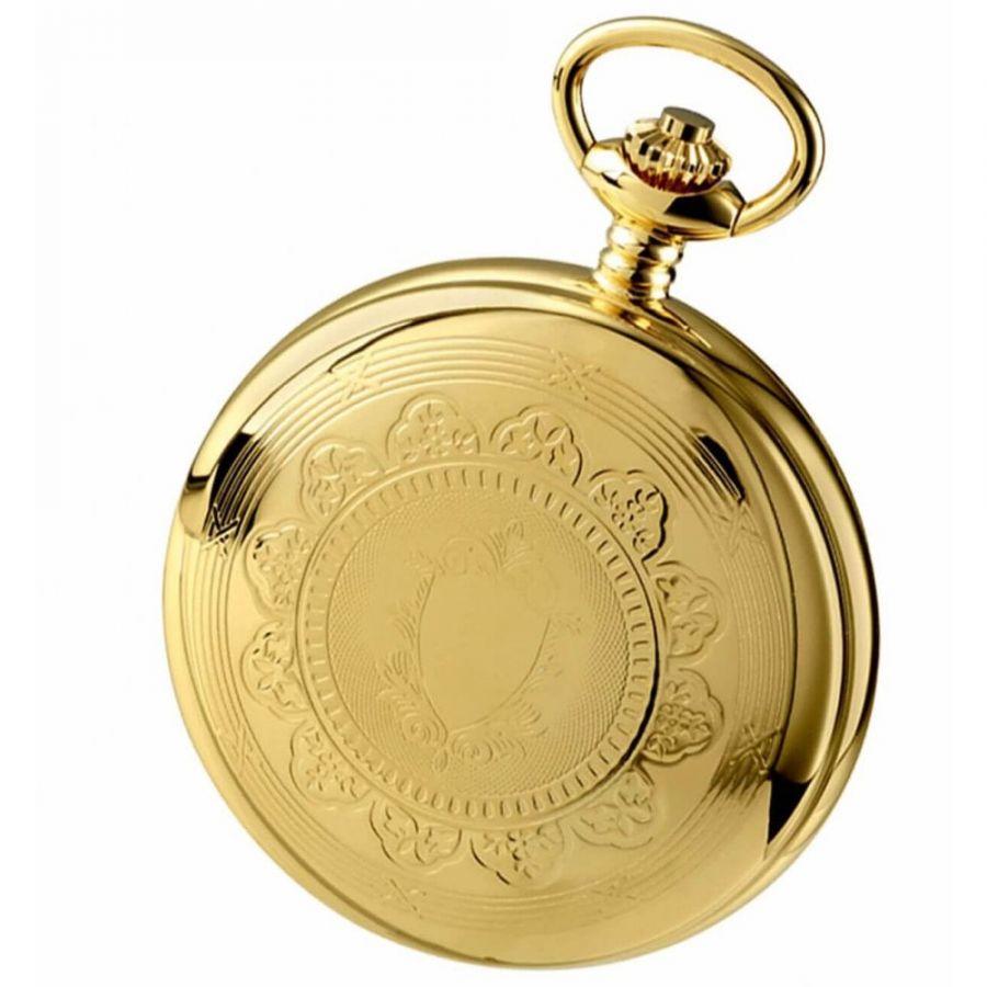 Gold Plated 17 Jewel Dual Moon Dial Mechanical Double Hunter Pocket ...