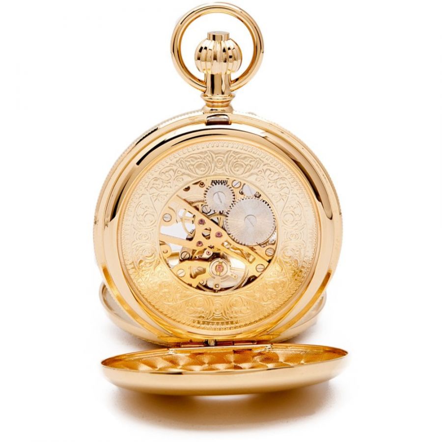 Greenwich Whitehall - Gold Mechanical Double Half Hunter Pocket Watch ...