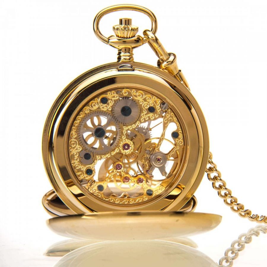 The Kensington Gold Plated Double Hunter Greenwich Pocket Watch -Free ...