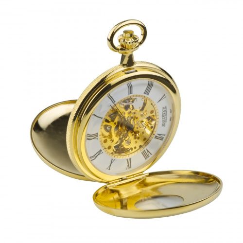 Gold Plated Luxury Double Half Hunter Pocket Watch G255PM | Pocketwatch USA