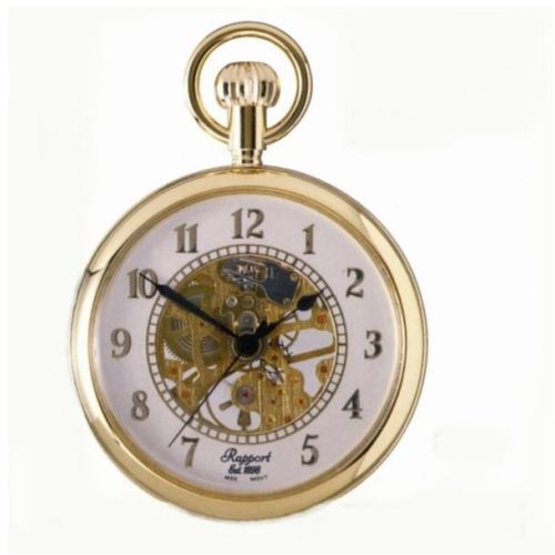 Gold Plated Skeleton Open Face Pocket Watch PW62 | Pocketwatch USA