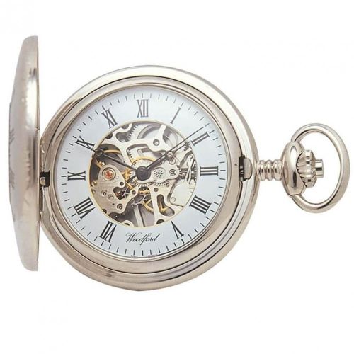 Chrome Plated Skeletal Mechanical Half Hunter Pocket Watch W1020 ...