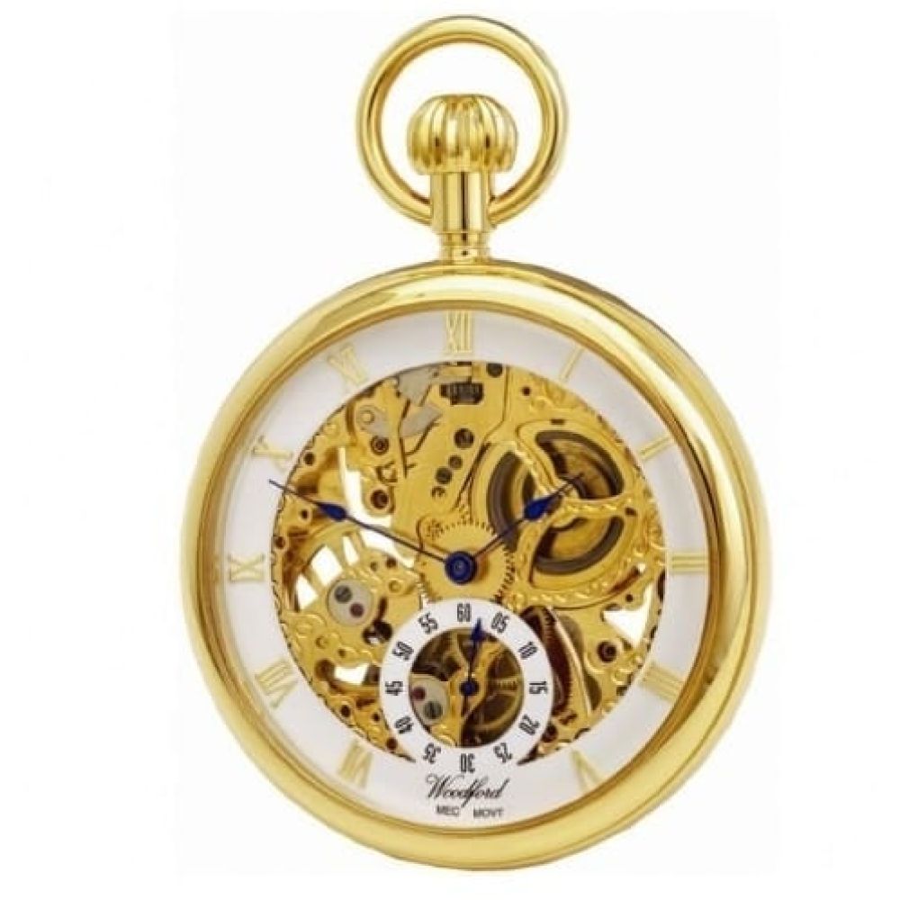 Woodford Gold Plated 17 Jewel Mechanical Open Face/Back Pocket Watch ...