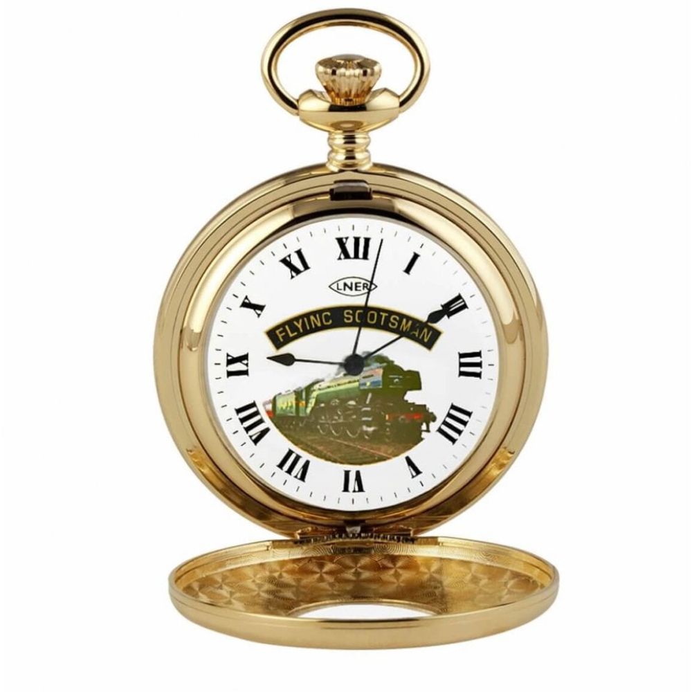 Woodford Gold Plated Flying Scotsman Pocket Watch HT102 | Pocketwatch USA